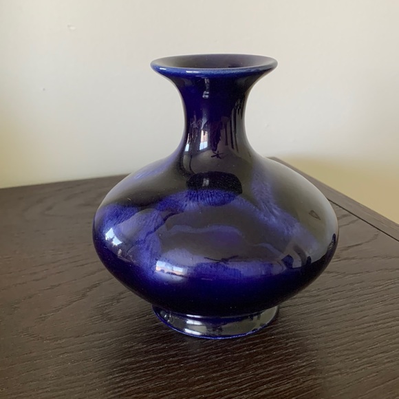 Accents | Vintage Accents Handmade Glazed Deep Blue Pottery Vase | Poshmark